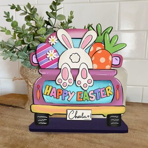 Personalized Easter Bunny Truck SVG, Easter Truck Shelf Sitter Svg ...