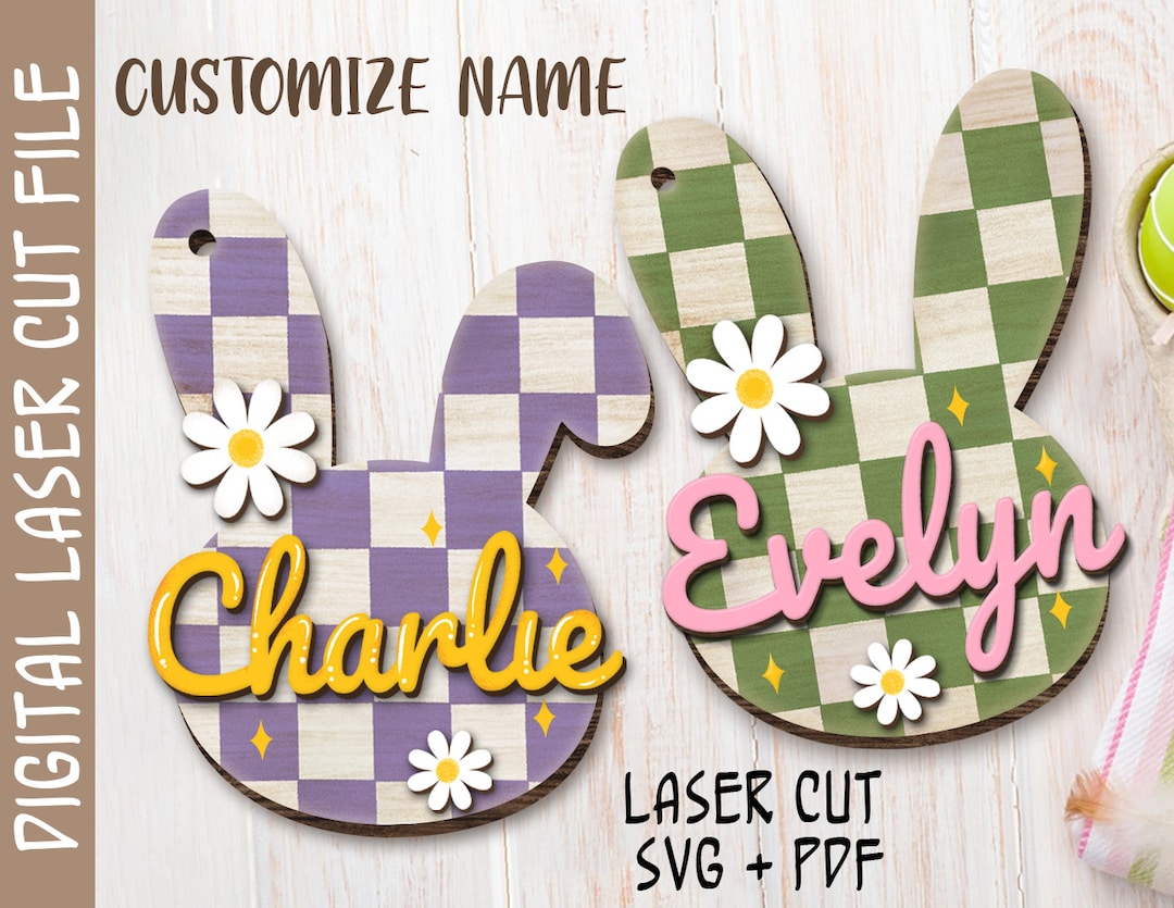 Personalized Bunny Basket Name Tags SVG, Custom Bunny Name Tags Svg ...