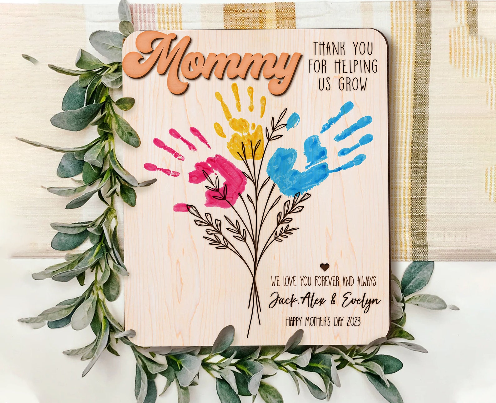 Personalized Handprint Sign SVG Custom Mother's Day - Etsy