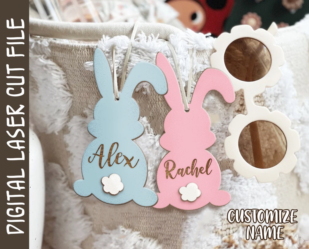 Personalized Bunny Basket Name Tag SVG, Custom Kid Name Tag Svg, Easter ...