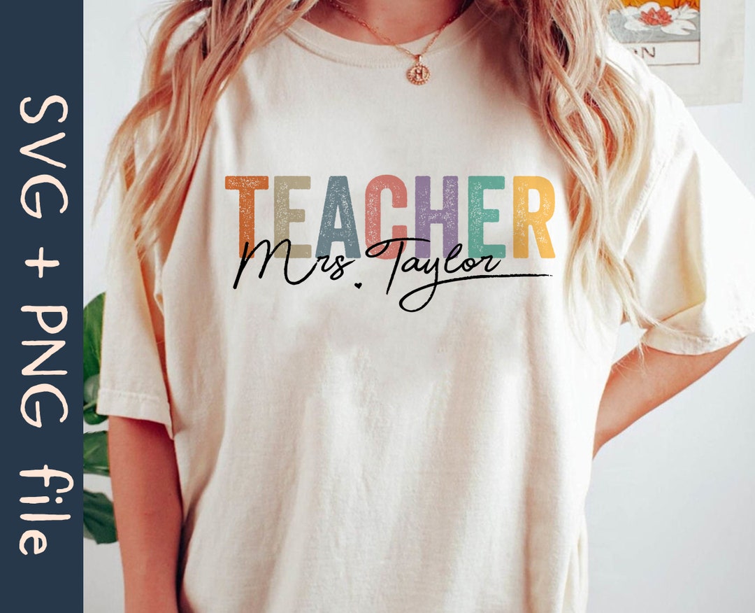 Personalized Teacher SVG PNG, Custom Teacher Svg, Retro Teacher Svg ...