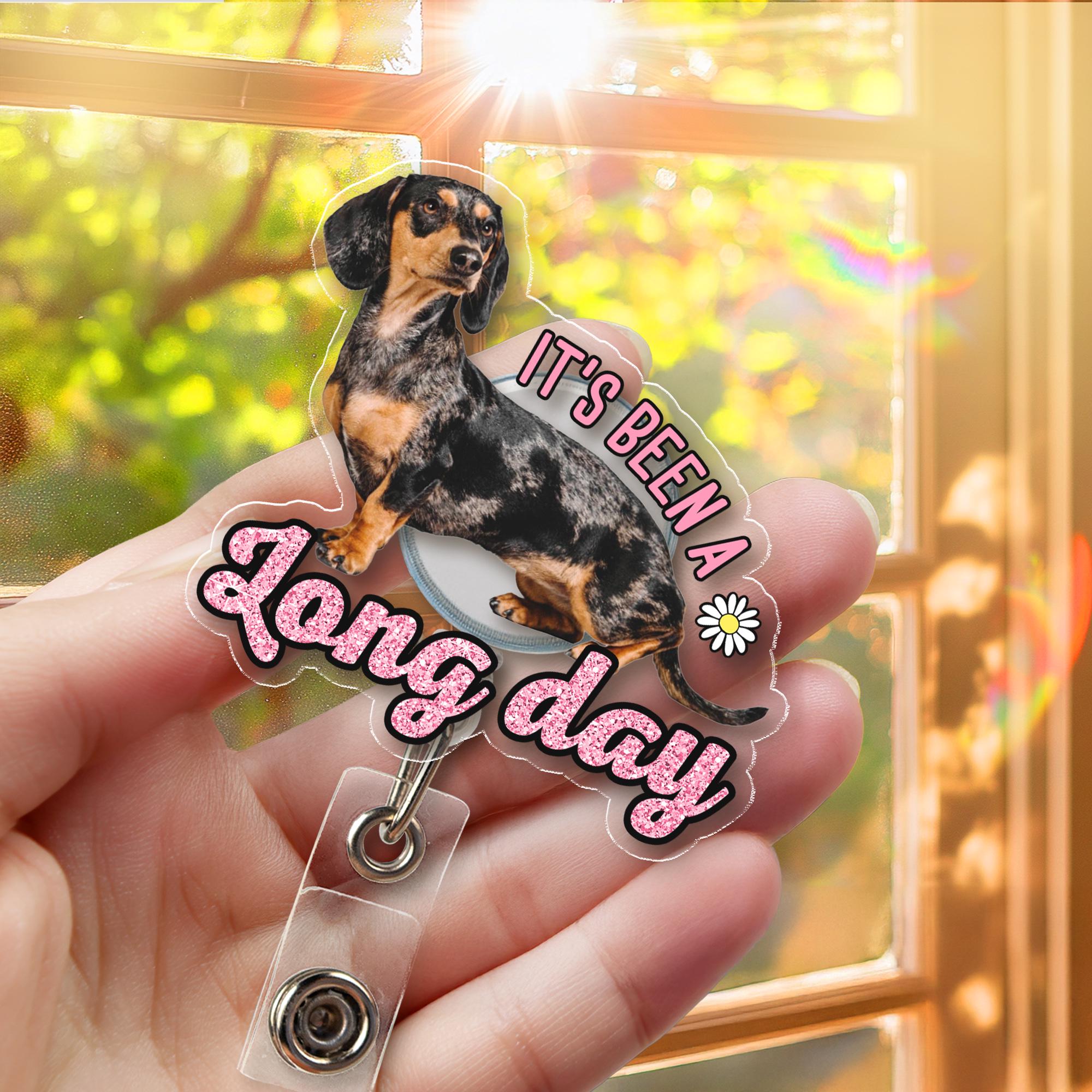Custom Pet Photo Badge Reel, Custom Dog Portrait Badge Reel, Pet Gift ...