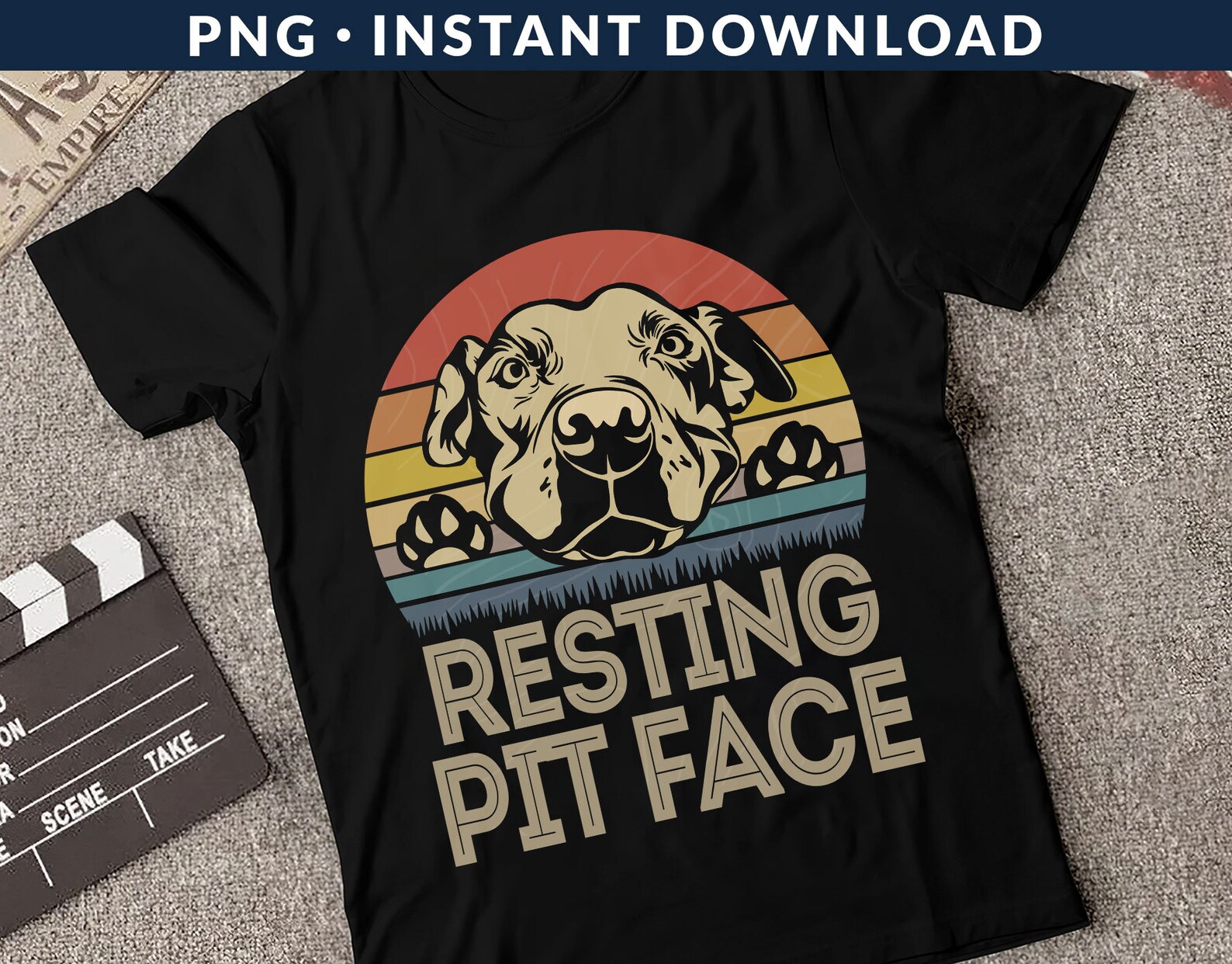 Resting Pit Face PNG File, Pitbull Dog Png, Dog Mom Png, Retro Dog Png ...