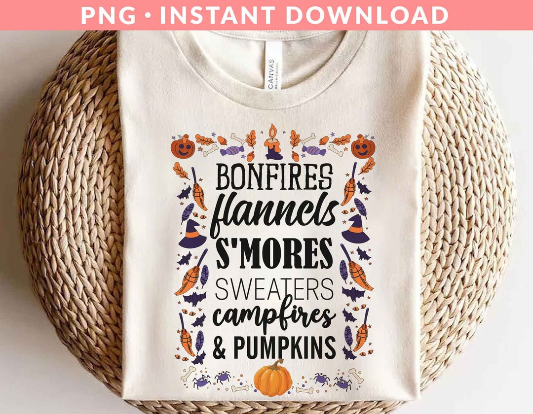 Bonfires Flannel S'mores PNG File, Fall Things Png, Bonfires Png ...