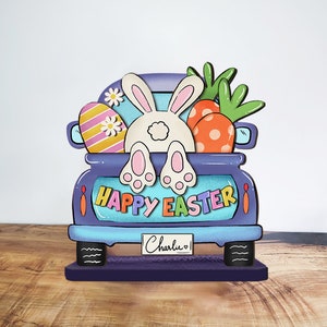 Personalized Easter Bunny Truck SVG, Easter Truck Shelf Sitter Svg ...