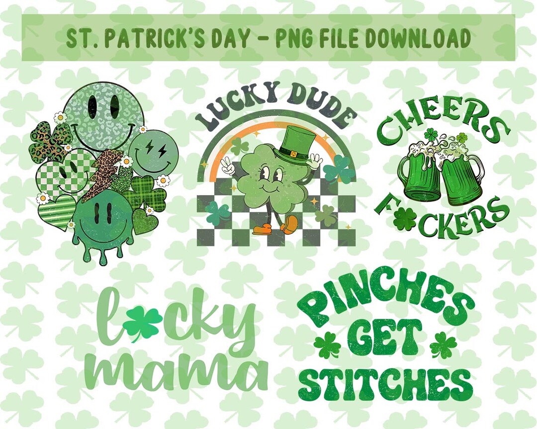 St Patricks Day PNG Bundle, Lucky Mama Png, Shamrock Png, Irish Smiley ...