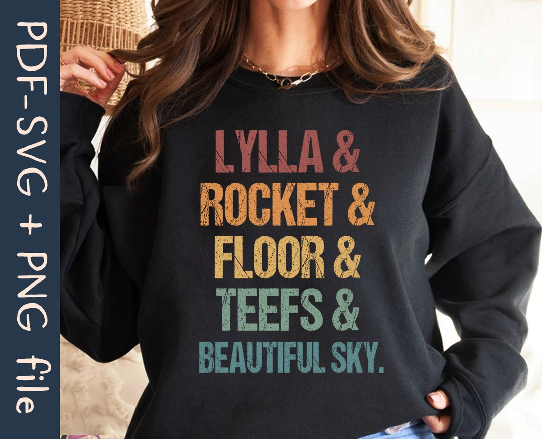 Lylla Rocket Floor Teefs and Beautiful Sky SVG PNG File, Retro GOTG ...