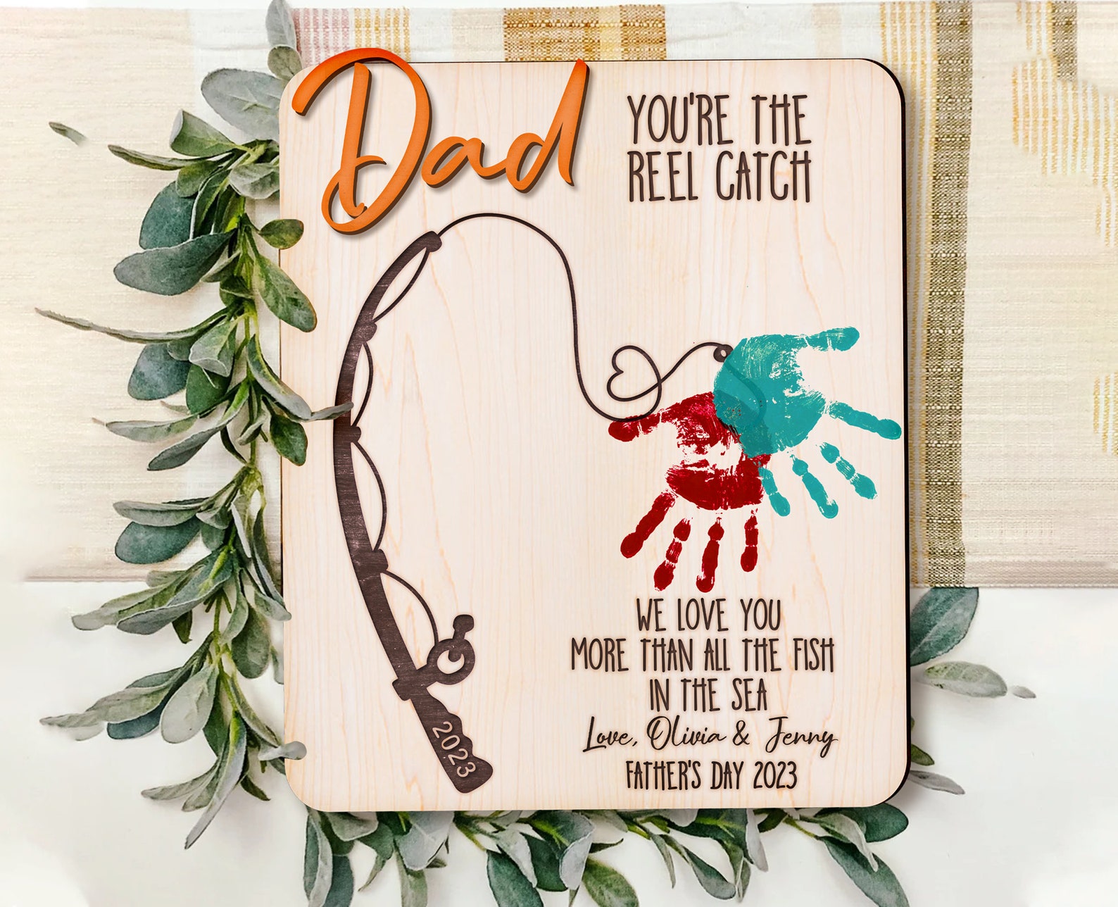 Personalized Dad Handprint Sign SVG Fishing Handprint Sign - Etsy