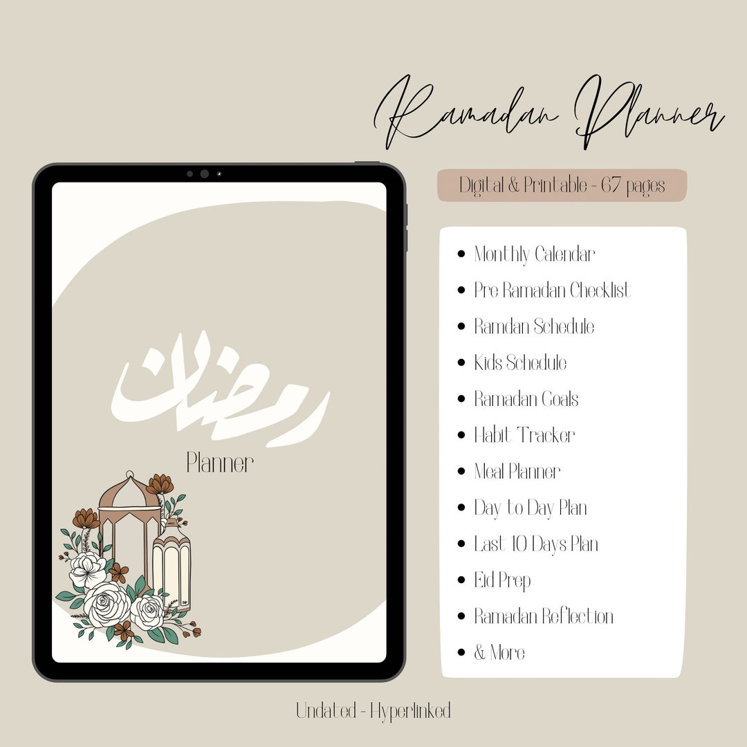 Digital Ramadan Planner, Printable Ramadan Planner, Hyperlinked ...