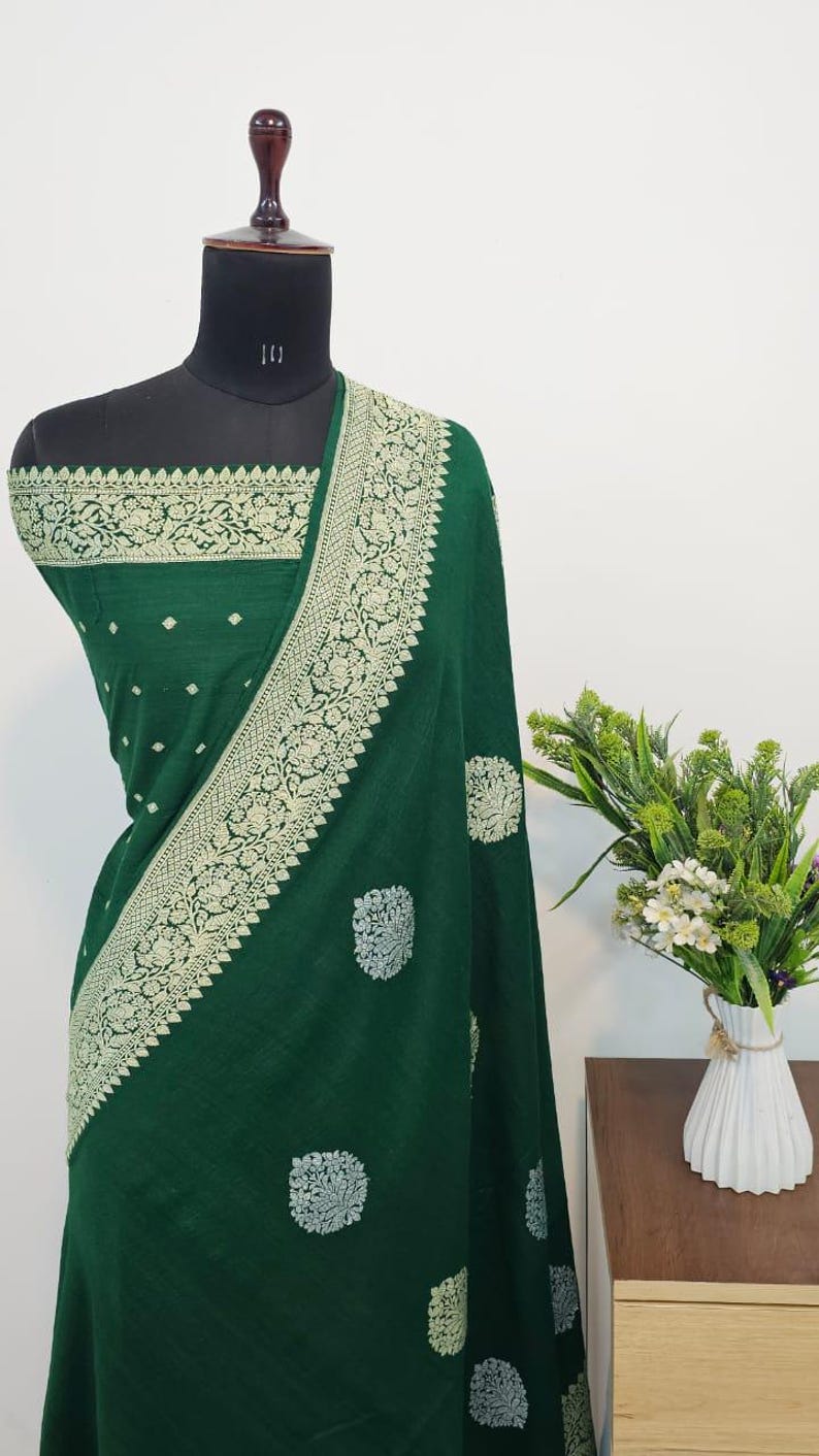 Handloom Khaddi Georgette Banarasi Saree, Silk Mark Certified - Etsy