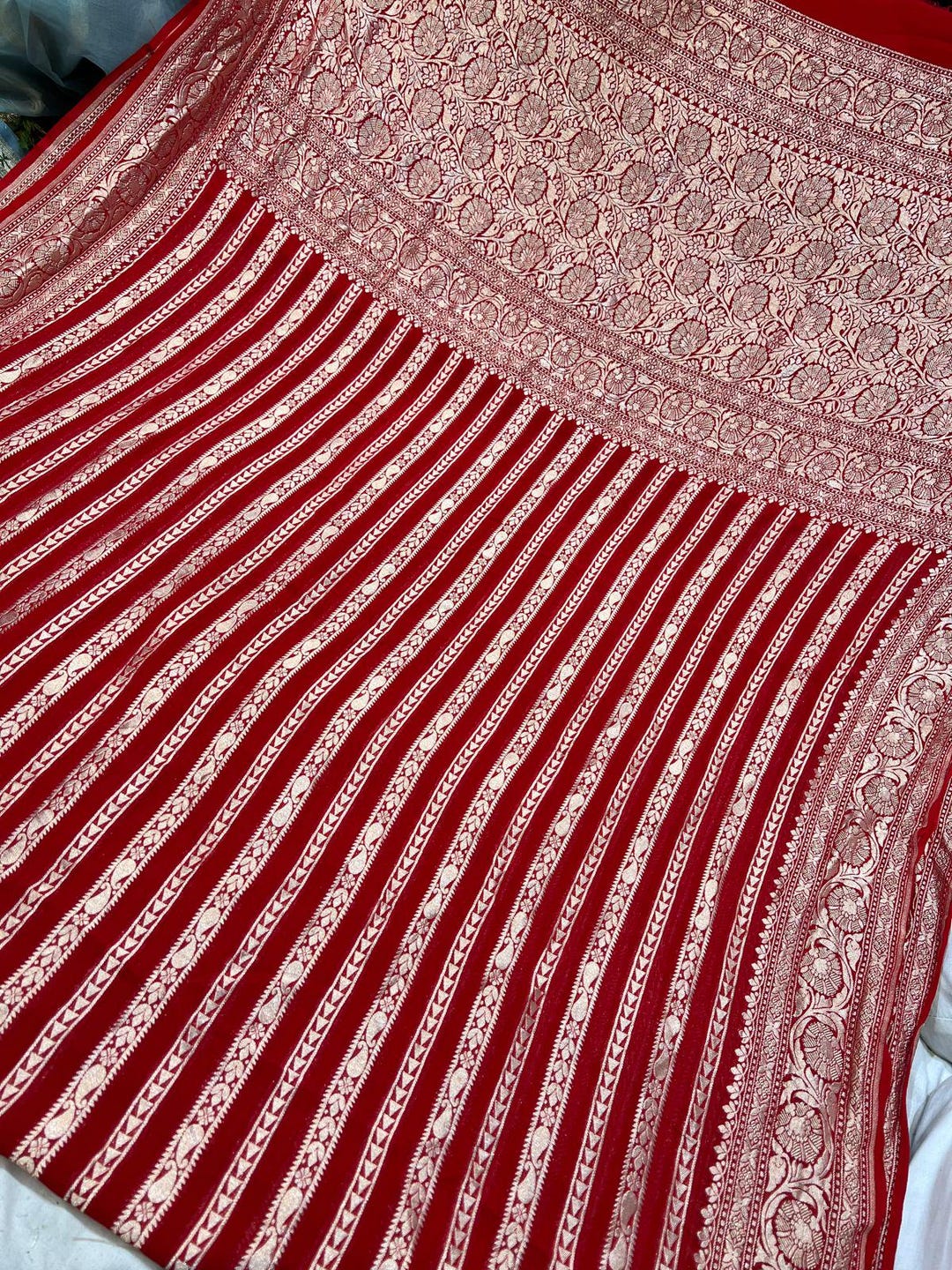 Banarasi Handloom Khaddi Pure Soft Georgette Saree, Handloom Hand Made ...