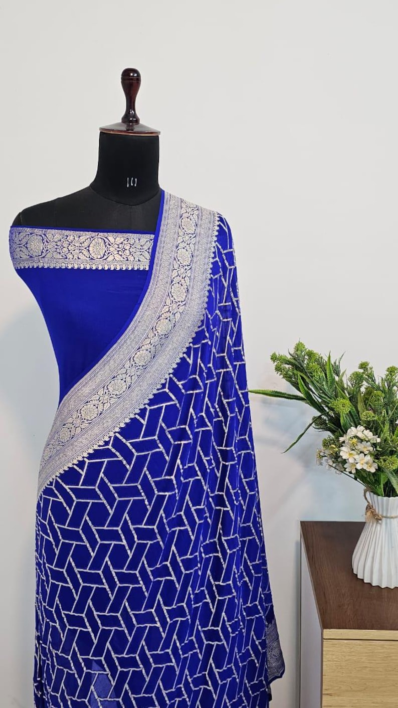 Handloom Khaddi Georgette Banarasi Saree, Silk Mark Certified - Etsy