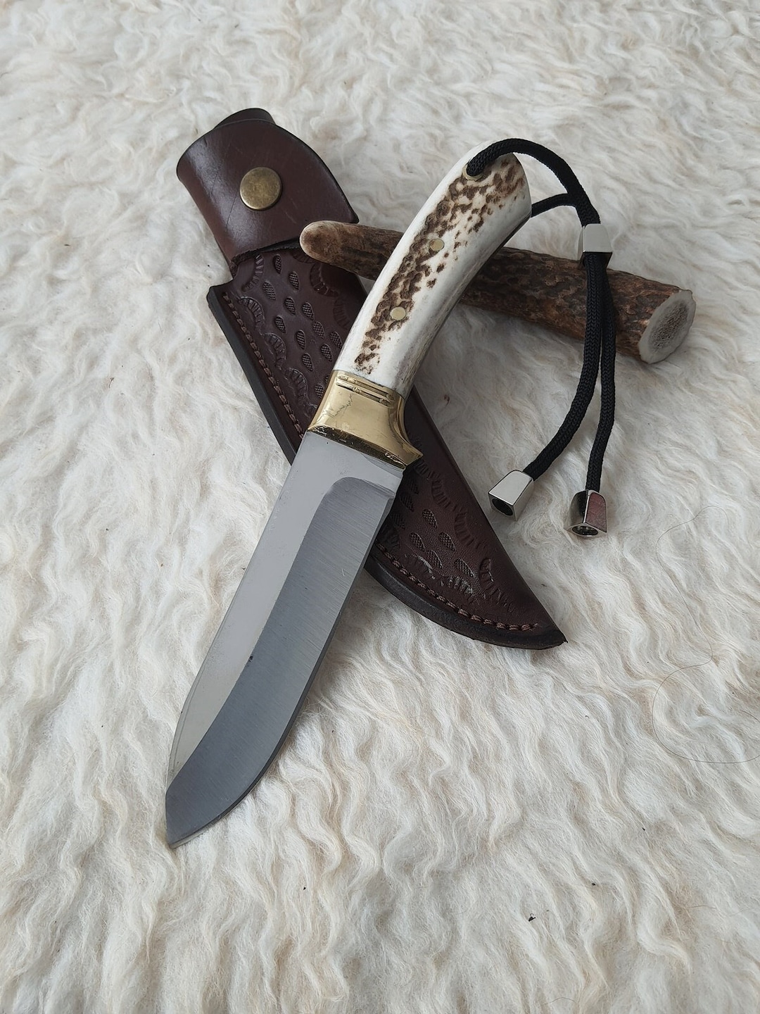 Deer Antler Dagger Knife Camping and Hunting Knife With Deer Horn ...