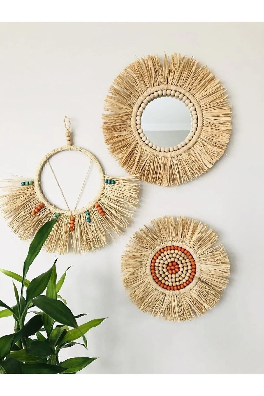 Rattan Mirror Wall Decor, Mirror Wall Decor, Boho Mirror Wall Decor ...