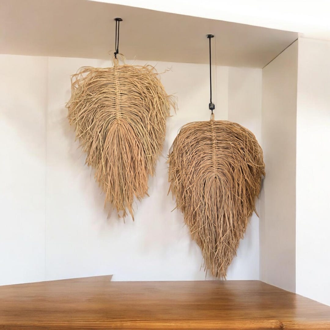 Raffia Wall Hanging, Bohemian Raffia Wall Art, Raffia Wall Decor ...