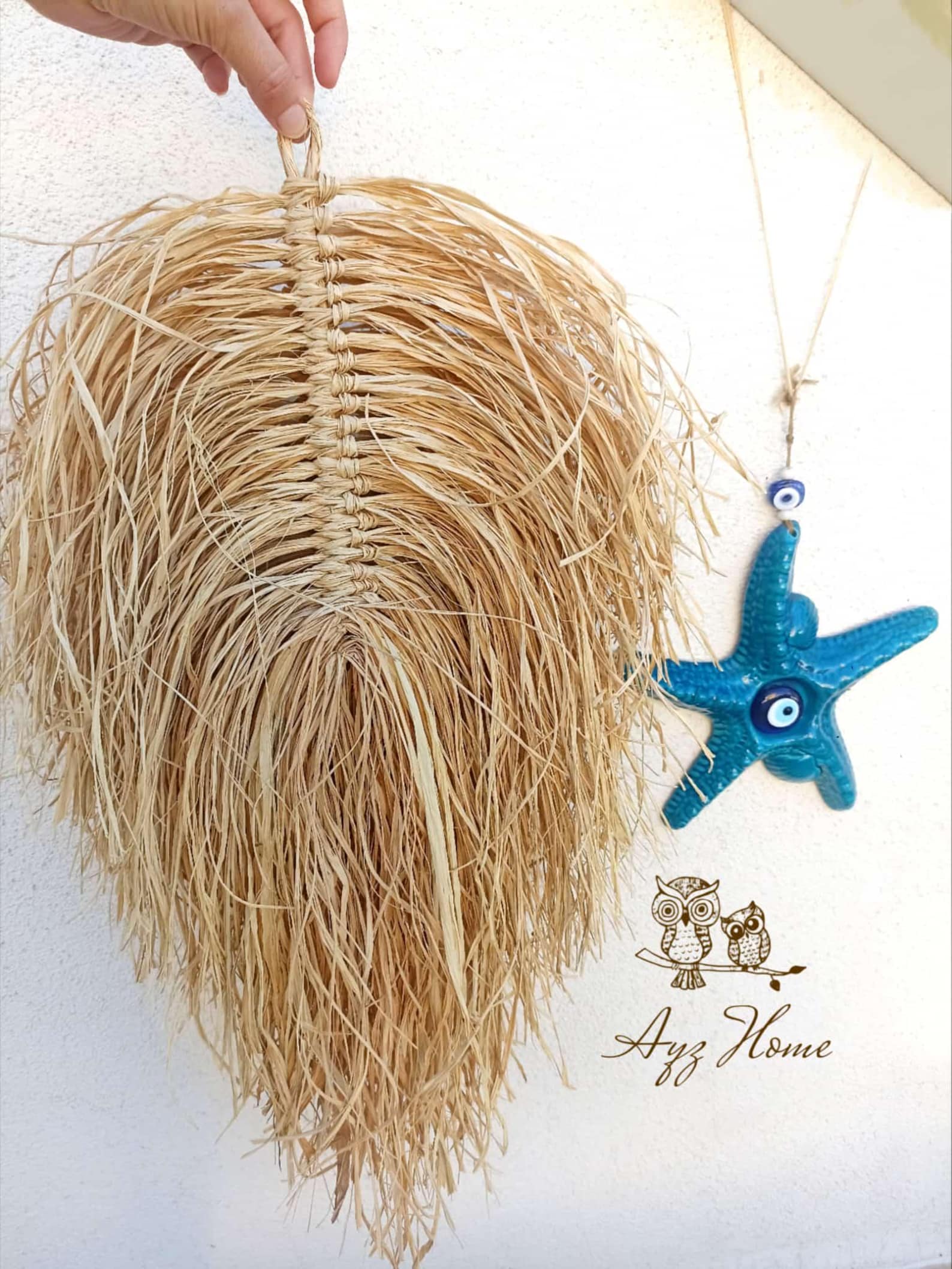 Raffia Wall Hanging, Bohemian Raffia Wall Art, Raffia Wall Decor ...