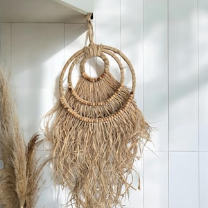 Raffia Wall Hanging, Bohemian Raffia Wall Art, Raffia Wall Decor ...