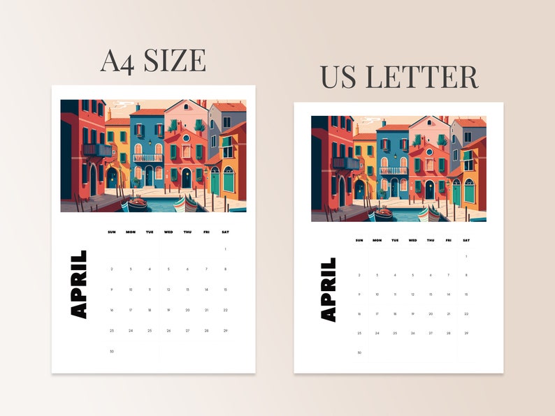 2024 Illustrated Calendar Printable A4 & Letter Size - Etsy