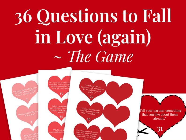 36 Questions to Fall in Love Printable Couples Day Game Date Night ...
