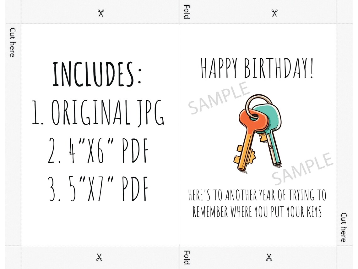 Funny Birthday Card Printable Greeting Card Instant Download Printable ...