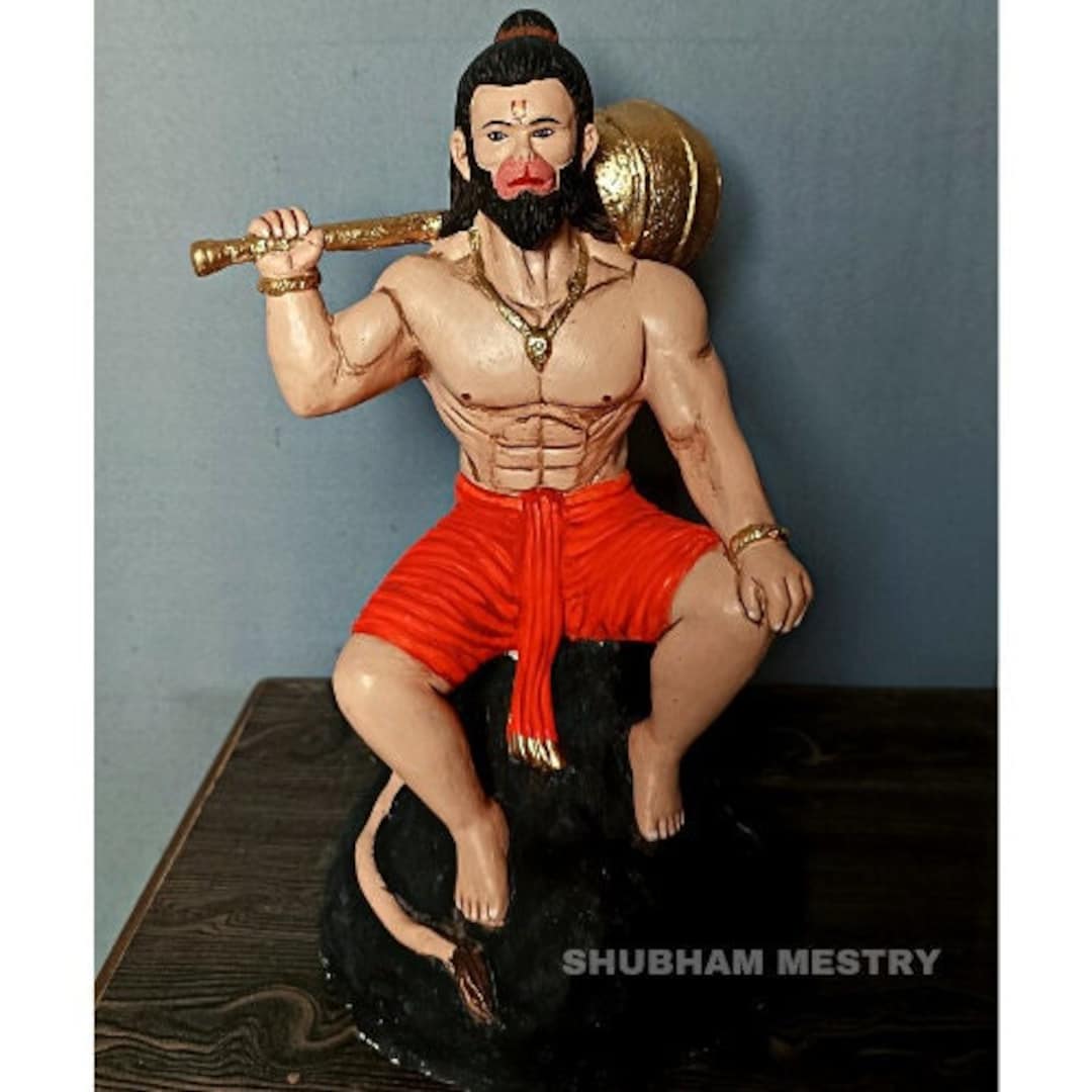 Lord Hanuman Sitting With Gadha. Indian Bhahubali God Fgurine - Etsy