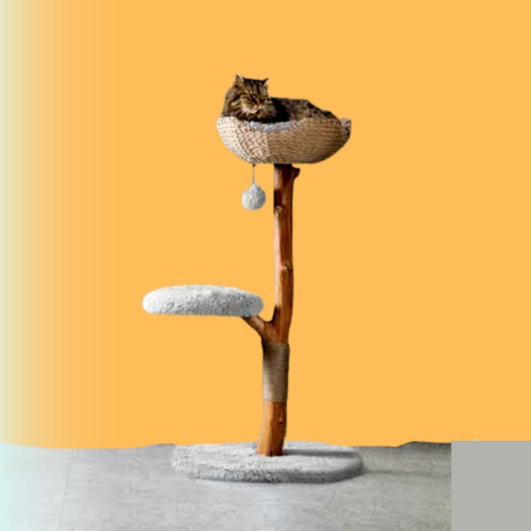 Cat Tree Natural Wood Cat House Wooden Cat Tree Tower Cat - Etsy