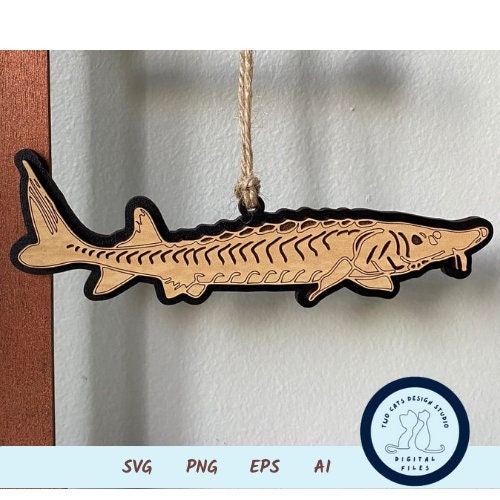 Sturgeon Fish Ornament, SVG File for Glowforge or Laser Cutter, Detroit ...