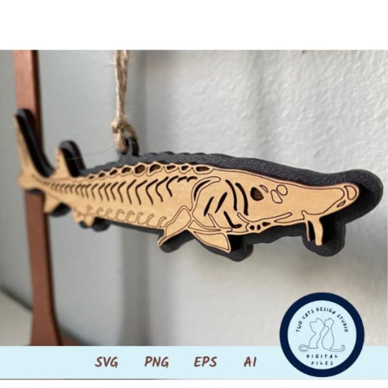 Sturgeon Fish Ornament, SVG File for Glowforge or Laser Cutter, Detroit ...