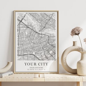 Custom City Map, Custom Map Poster, Any City or Any Town, Personalised ...