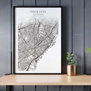 Custom City Map Print: Personalized Town Wall Art (digital Download) - Etsy