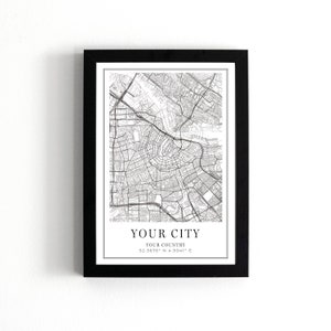 Custom City Map, Custom Map Poster, Any City or Any Town, Personalised ...