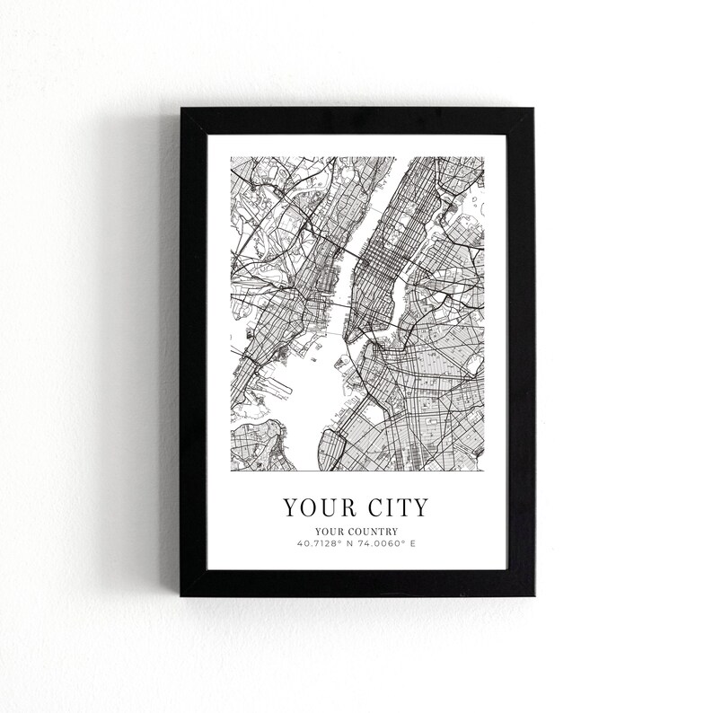 Custom City Map Custom Map Poster Any City or Town - Etsy