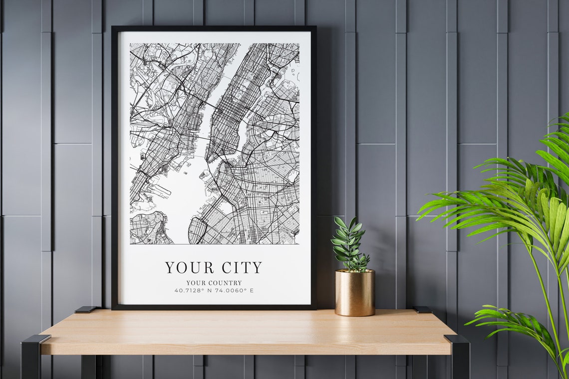 Custom City Map Custom Map Poster Any City or Town - Etsy