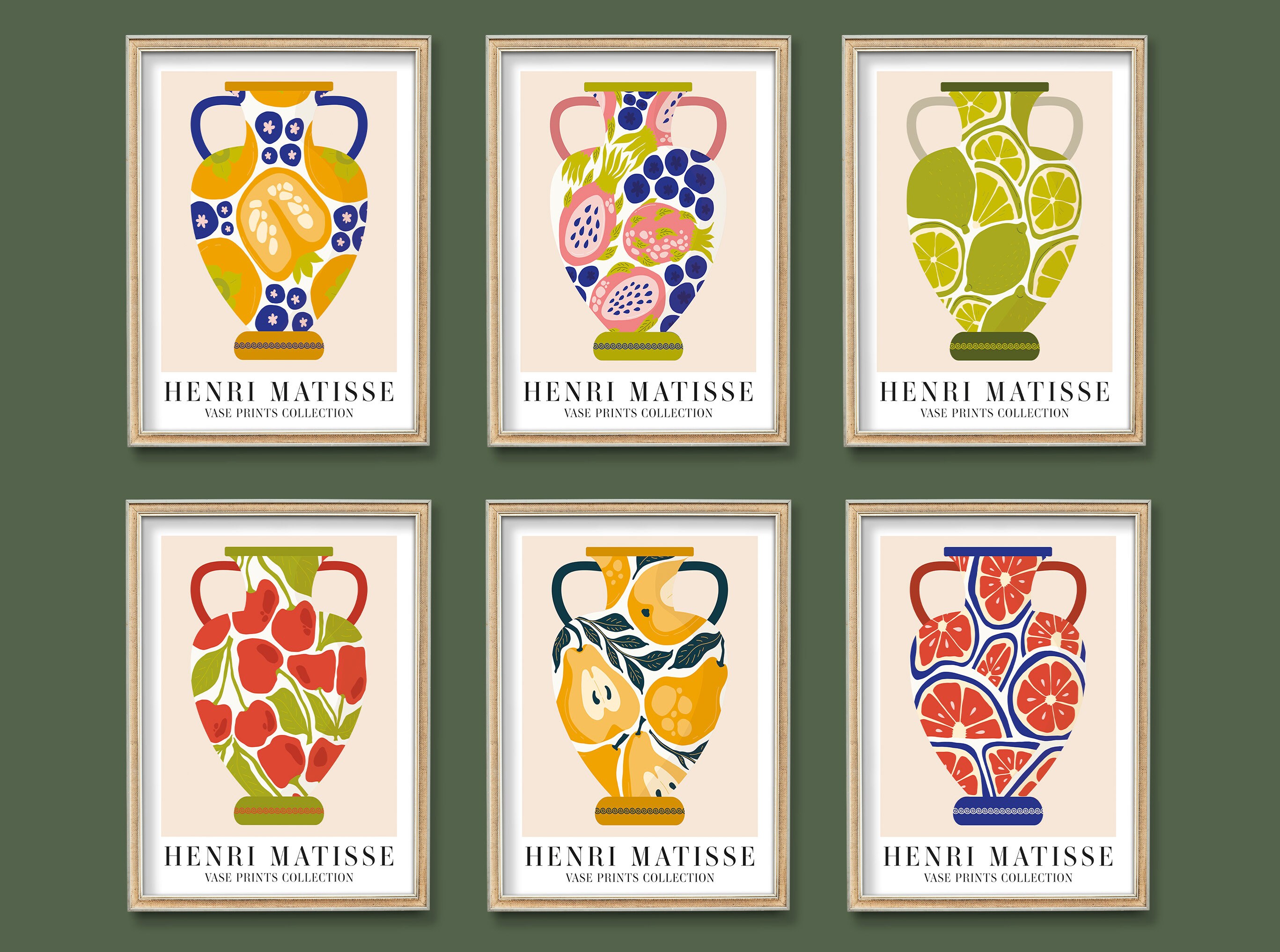 Henri Matisse Fruit Vase Set of 6 Exhibition Gallery Wall Art Classic ...