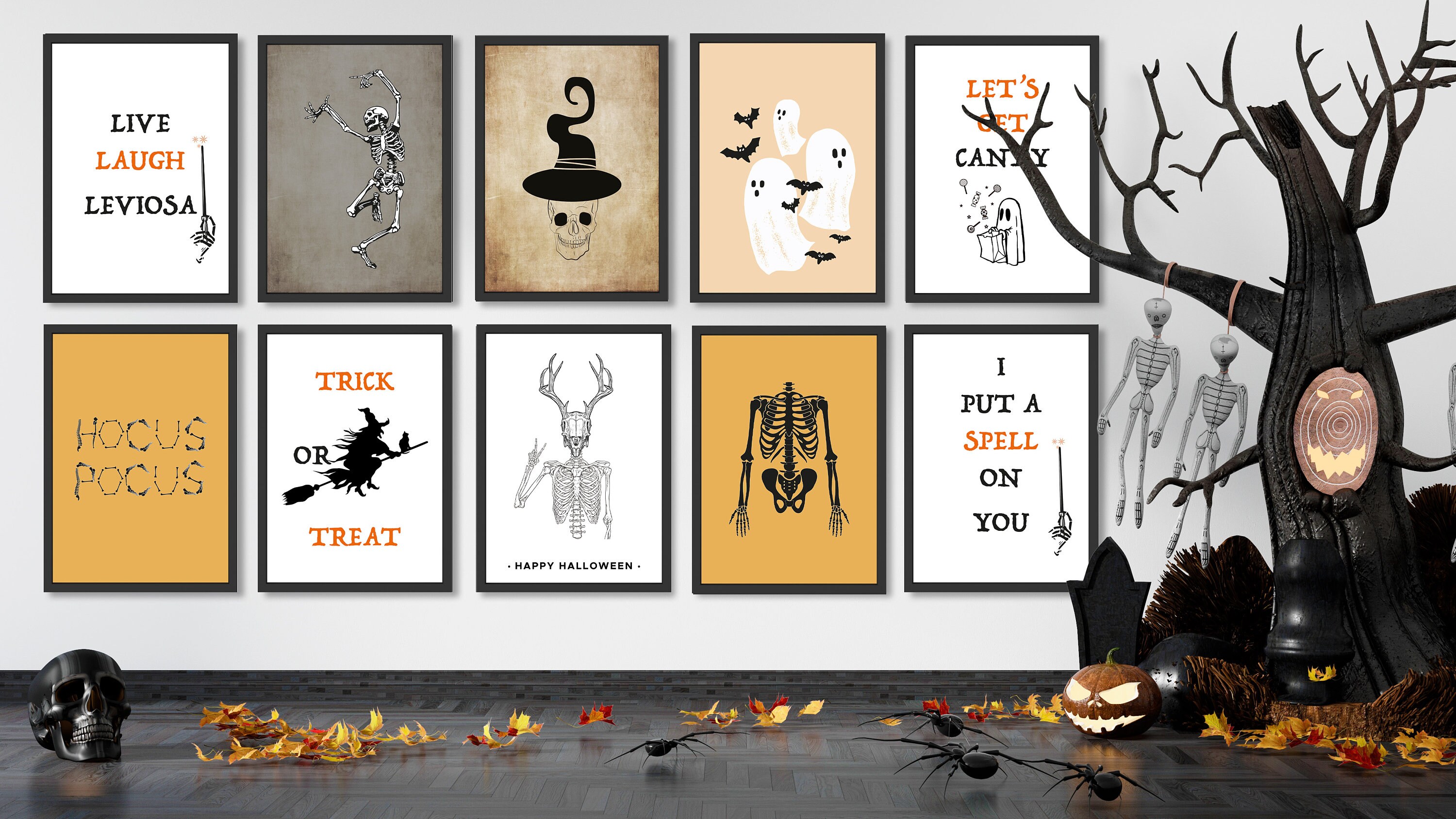 Halloween Art Mega Bundle: 100 Printables for Spooky Skeleton - Etsy