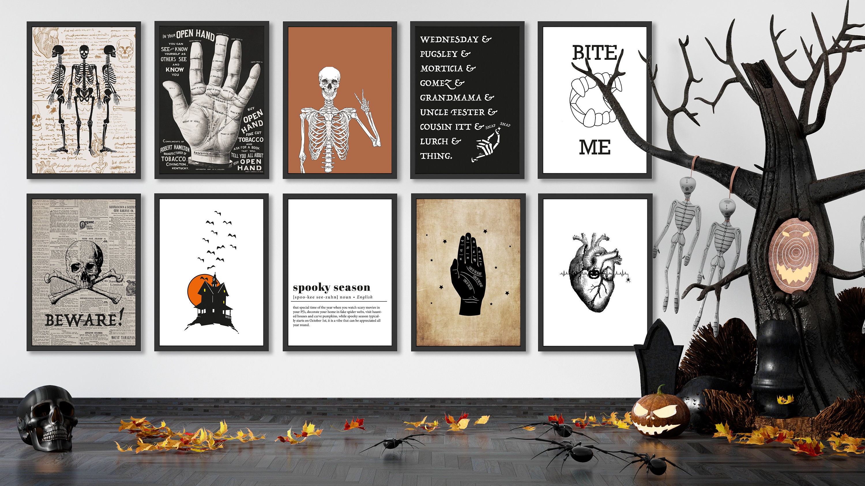 Halloween Art Mega Bundle: 100 Printables for Spooky Skeleton - Etsy