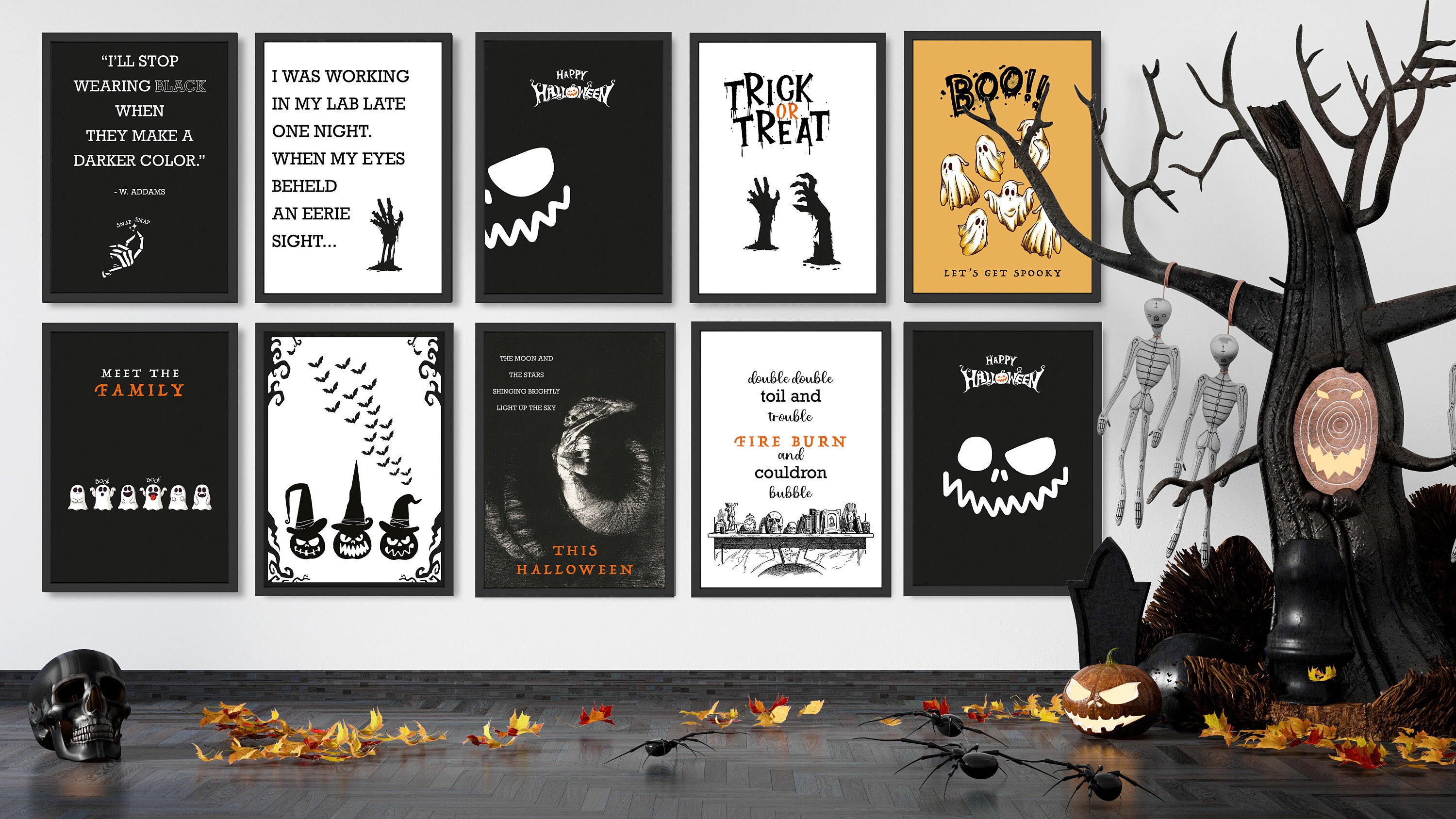 Halloween Art Mega Bundle: 100 Printables for Spooky Skeleton - Etsy