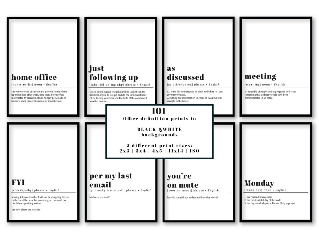 Mega Bundle of 101 Printable Office Wall Art Prints, Funny and ...