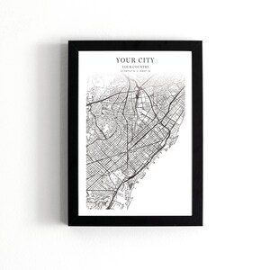 Custom City Map Print: Personalized Town Wall Art (digital Download) - Etsy