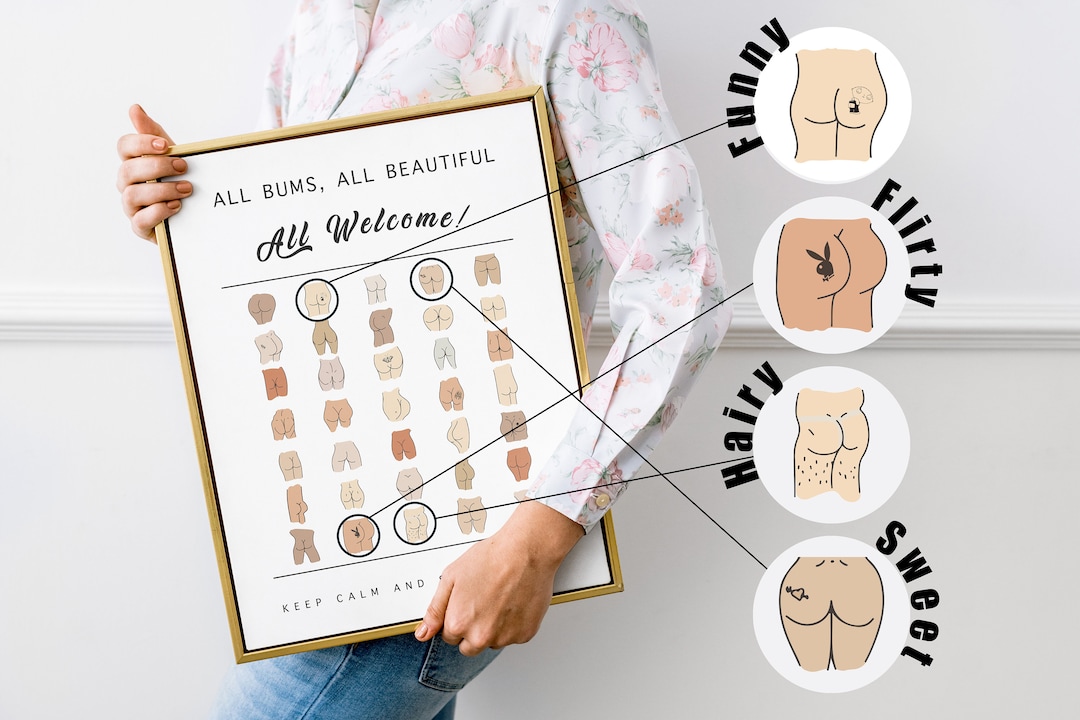 Nice Bum | Body Positive Wall Print | Funny Bathroom Signs Wall Art ...