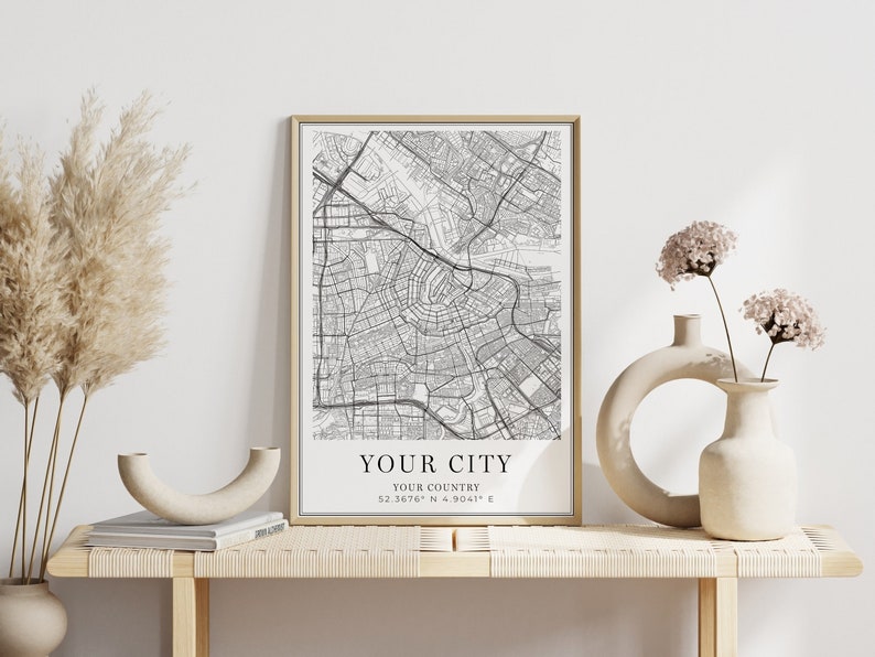 Custom City Map, Custom Map Poster, Any City or Any Town, Personalised ...