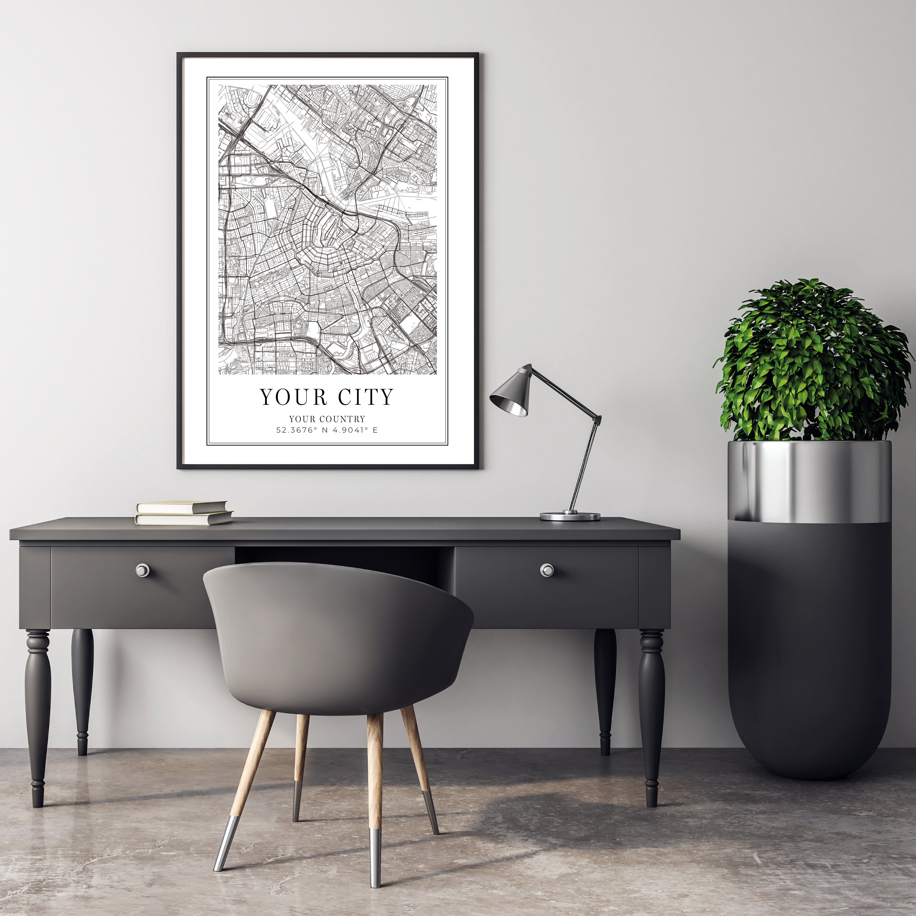 Custom City Map, Custom Map Poster, Any City or Any Town, Personalised ...