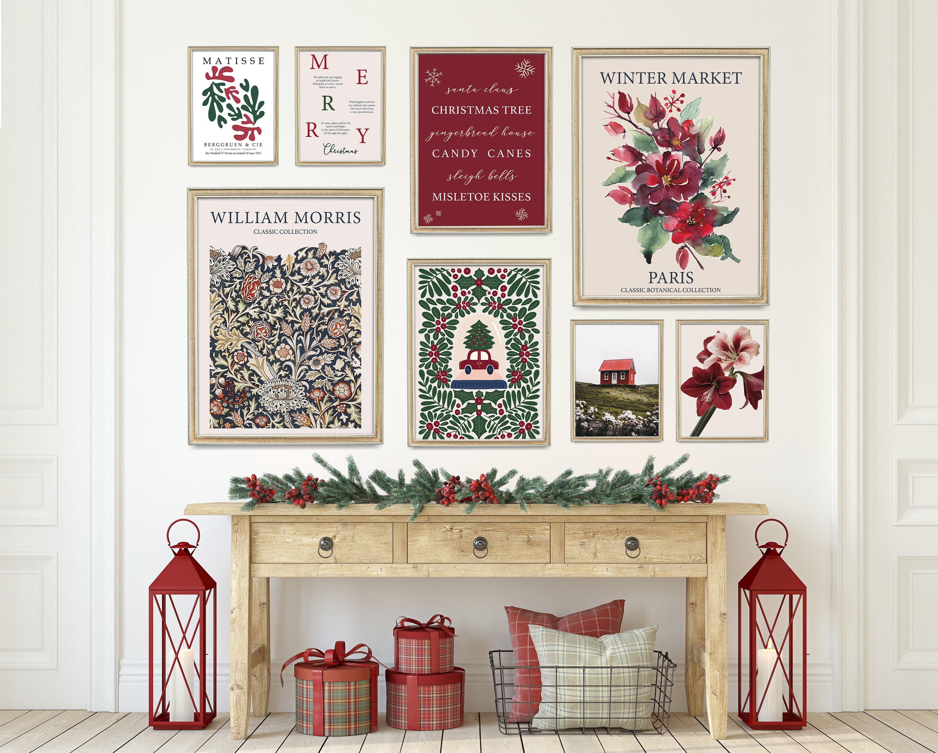 Classic Red Christmas Prints, Set of 8 Christmas Printables, Christmas ...