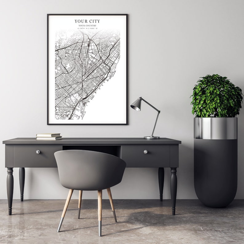 Custom City Map Print: Personalized Town Wall Art (digital Download) - Etsy