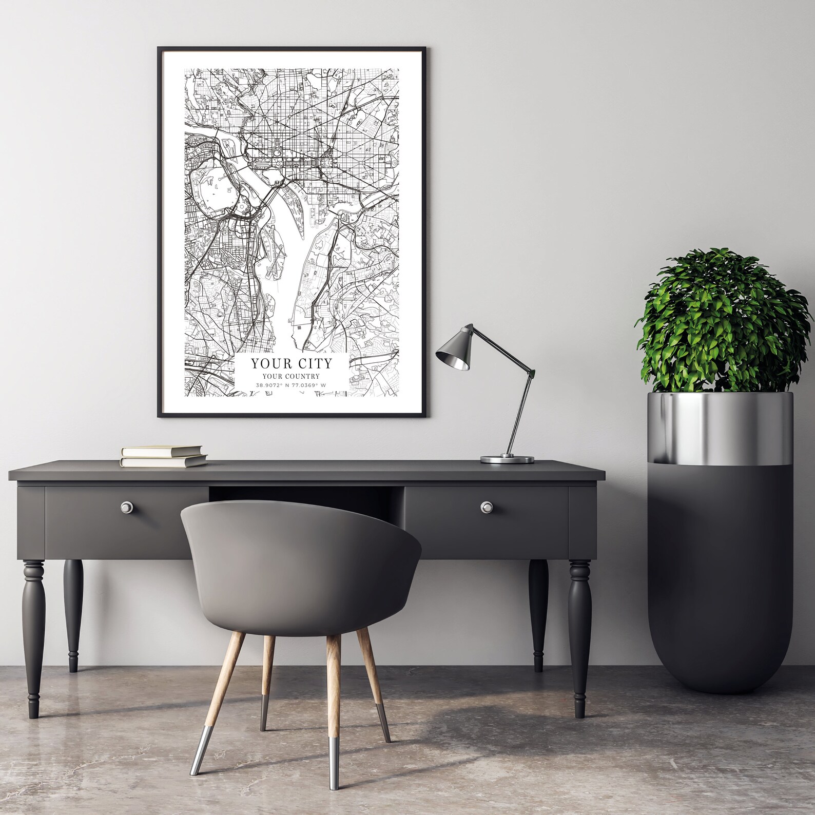 Any City Map, Custom Map, Custom Map Poster, Any City, Any Town ...