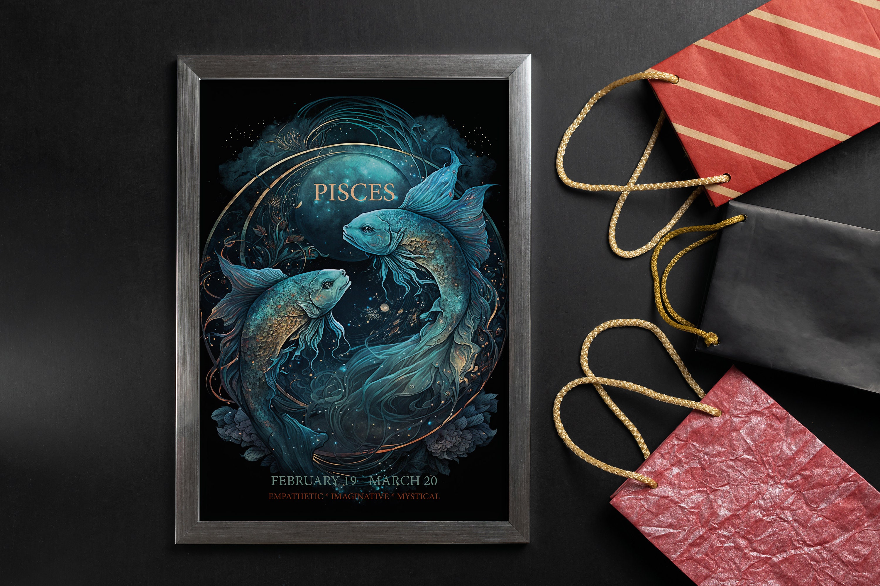 10er Set Sternzeichen Pisces Prints, Astrologie Sternzeichen, Vintage ...