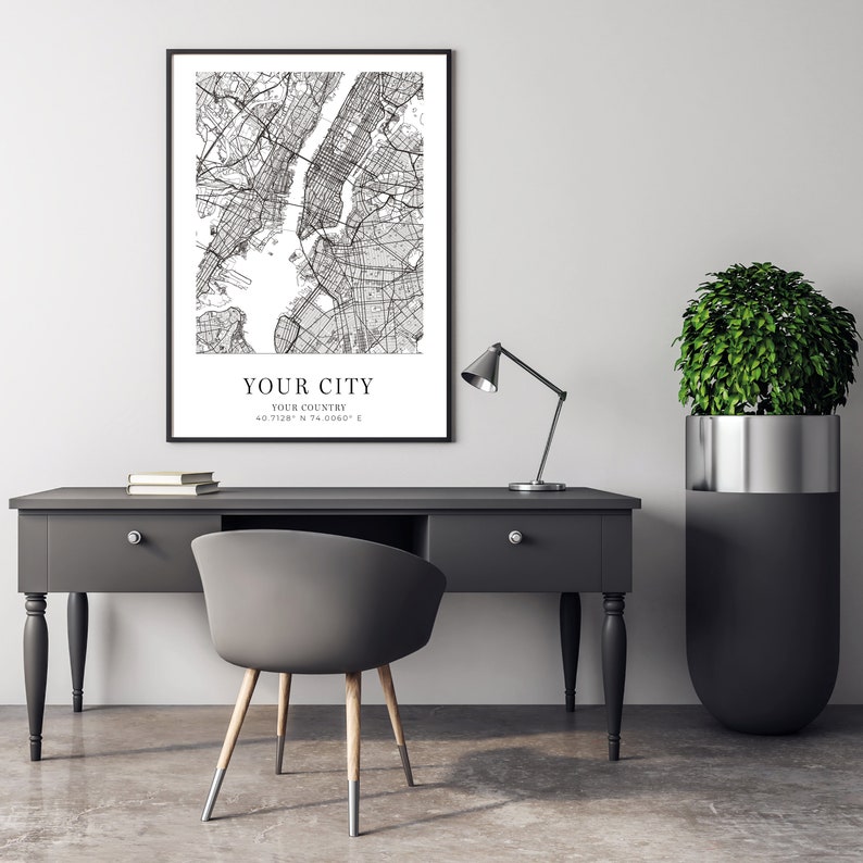 Custom City Map Custom Map Poster Any City or Town - Etsy
