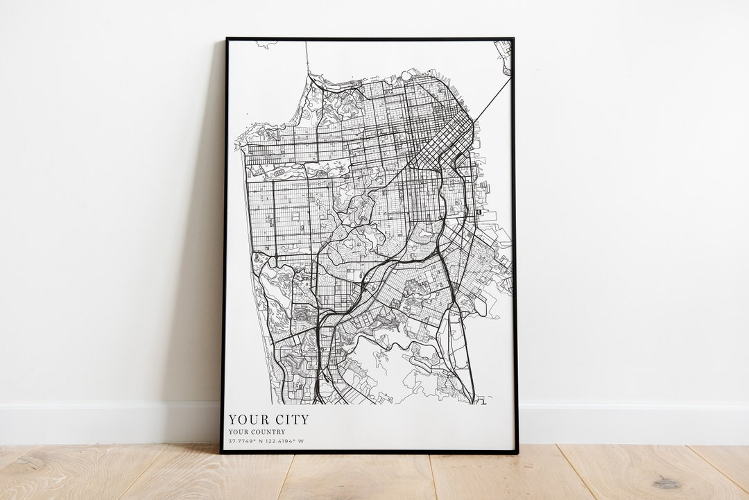 Custom City Map of Any City or Town, Custom Map Poster, Personalized ...