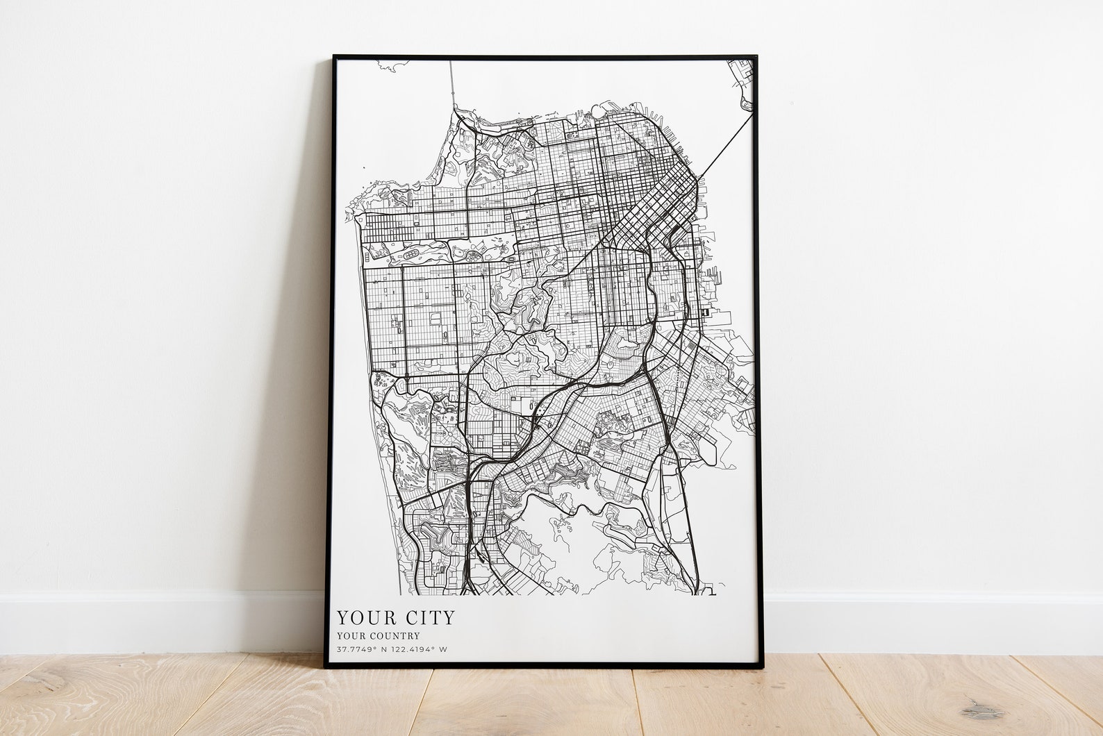 Custom City Map of Any City or Town, Custom Map Poster, Personalized ...