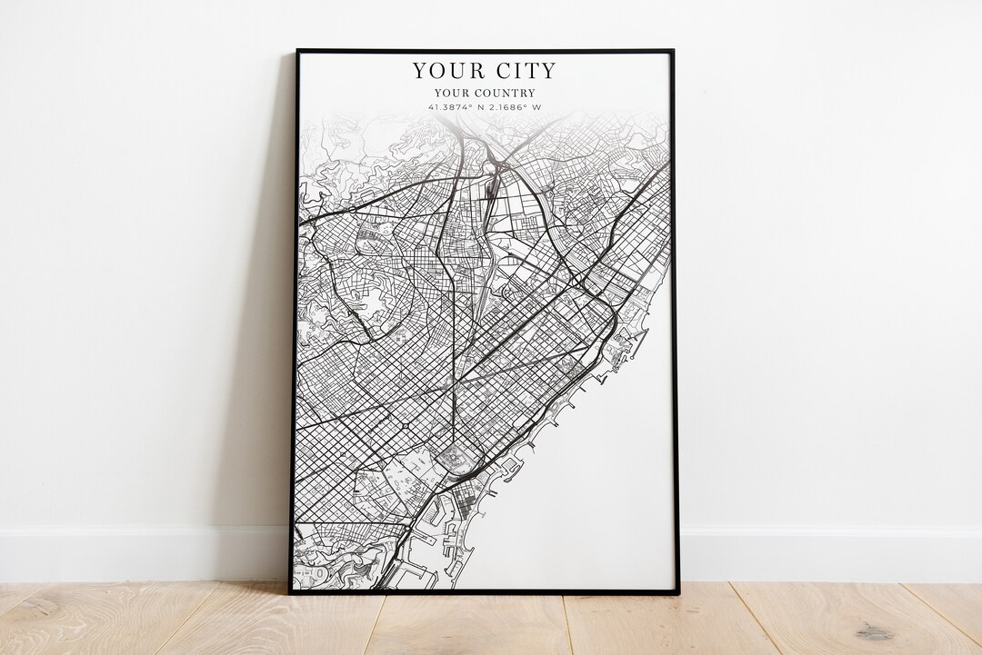 Custom City Map Print: Personalized Town Wall Art (digital Download) - Etsy